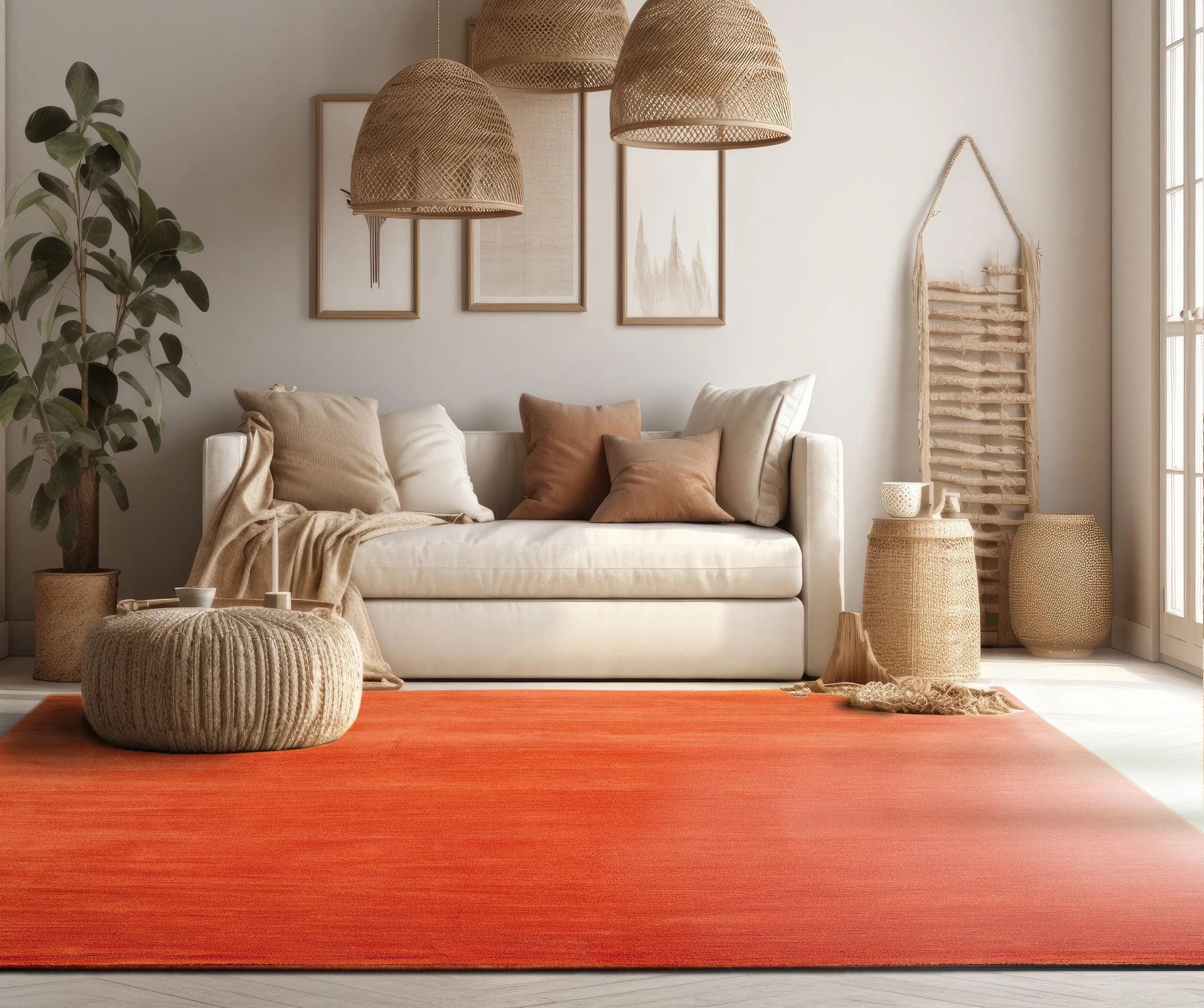 Multi Sizes Burnt Orange Hand Loomed Persian Area Rug | Oriental Rug of ...