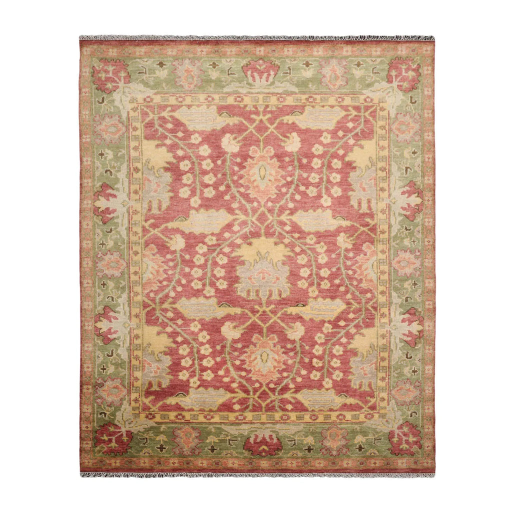 8x10 Raspberry Hand Knotted William Morris Oushak Oriental Area Rug ...